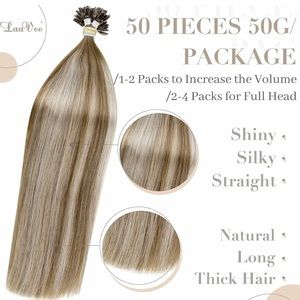 LaaVoo | Hair | Keratin U Tip Balayage Human Hair Extensions Light Brown 5g50s 20 Inch | Poshmark